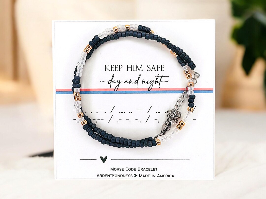 Keep Him Safe Day and Night Morse Code Prayer Bracelet, Military Mom ...