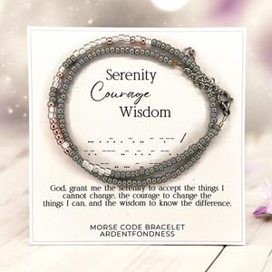 Serenity Courage Wisdom Morse Code Prayer Beaded Bracelet, Empowerment ...