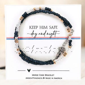 Keep Him Safe Day and Night Morse Code Prayer Bracelet, Military Mom ...