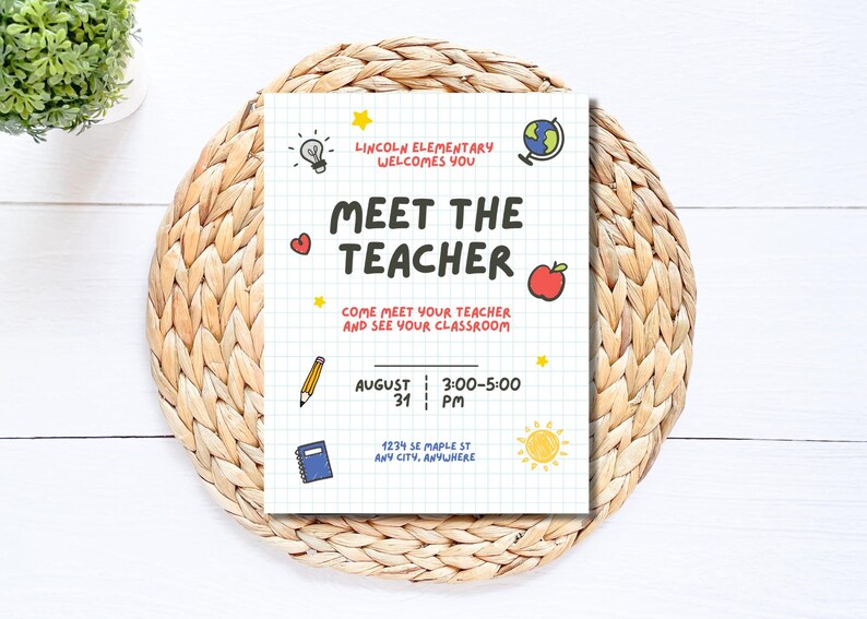 Back to School Flyer Printable, Meet the Teacher Editable Template ...