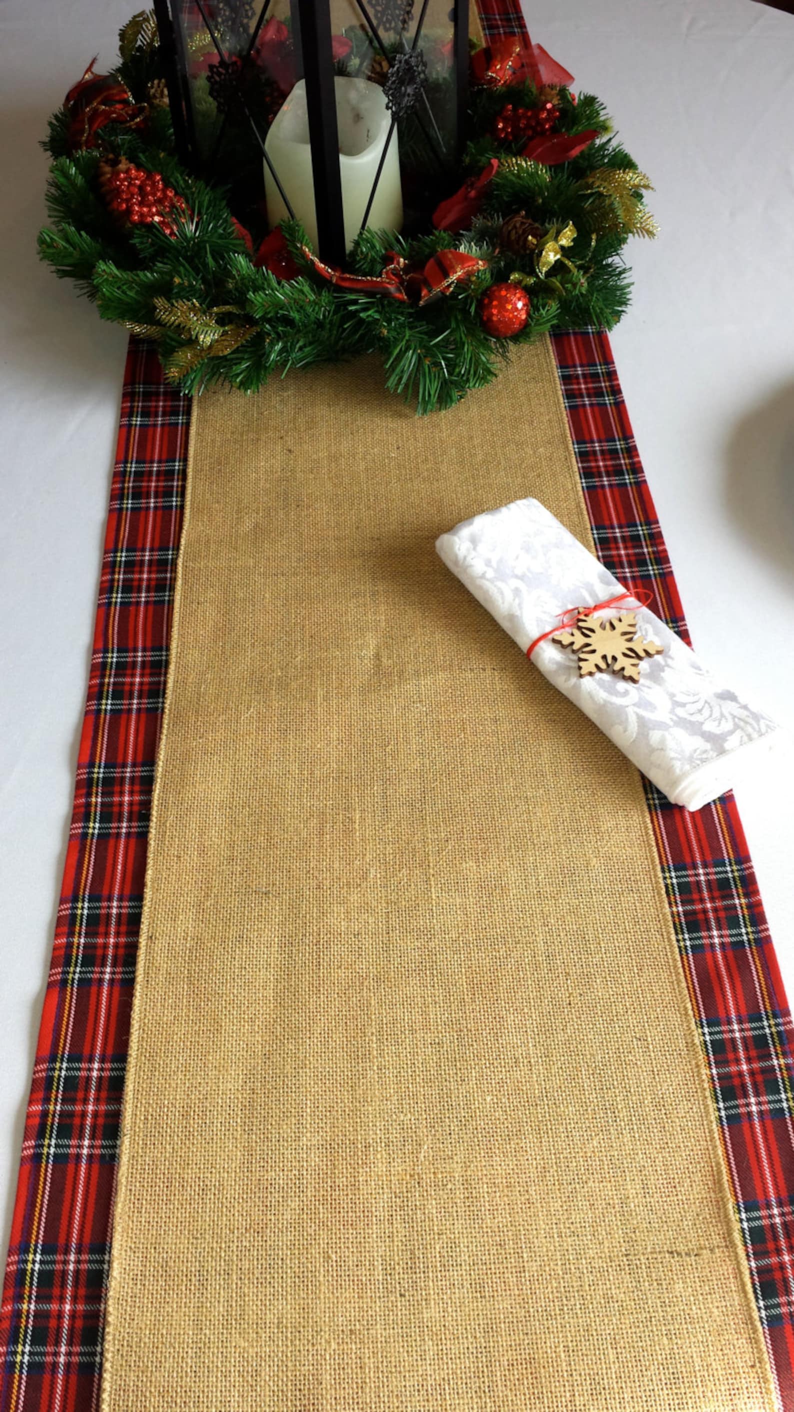 Christmas Table Runner Plaid Tartan Check Red Black - Etsy