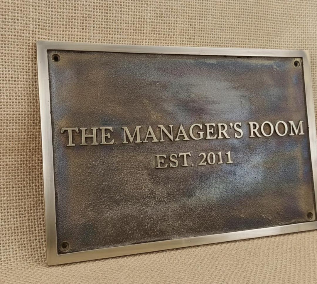 Personalized Brass Name Plate | Rustic Metal Sign, Office Decor - Etsy