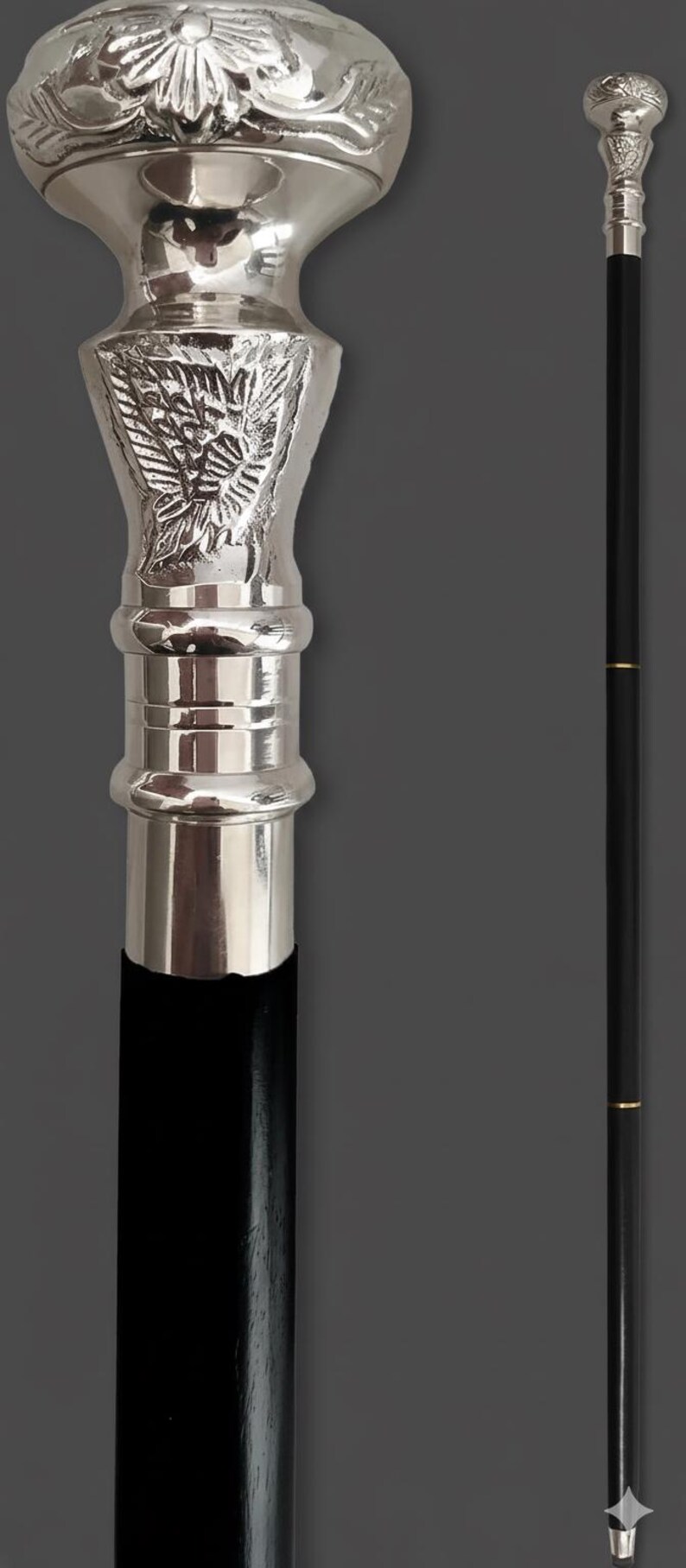 Vintage Silver Handle Walking-cane | Elegant Gentleman Walking Stick ...