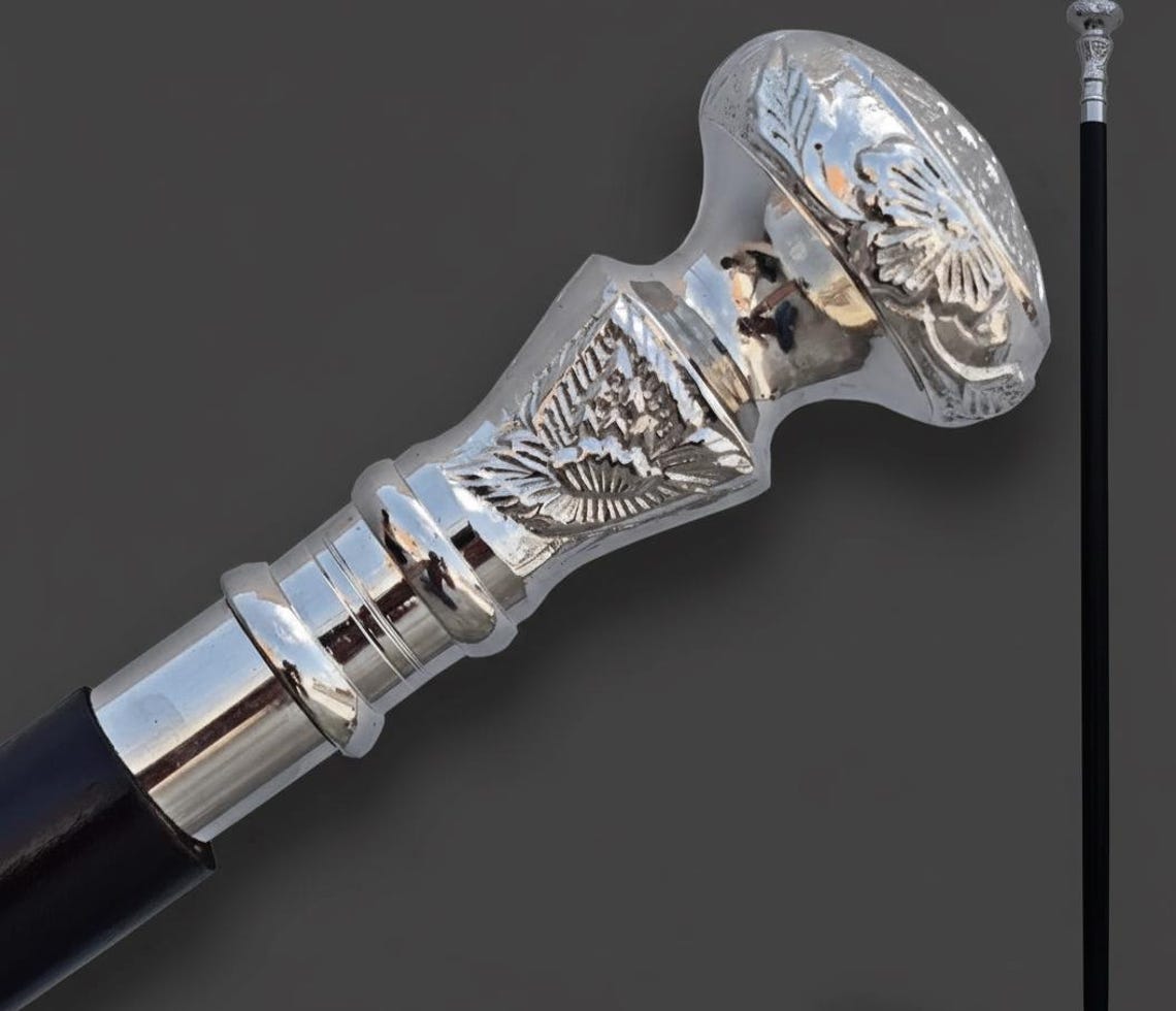 Vintage Silver Handle Walking-cane | Elegant Gentleman Walking Stick ...