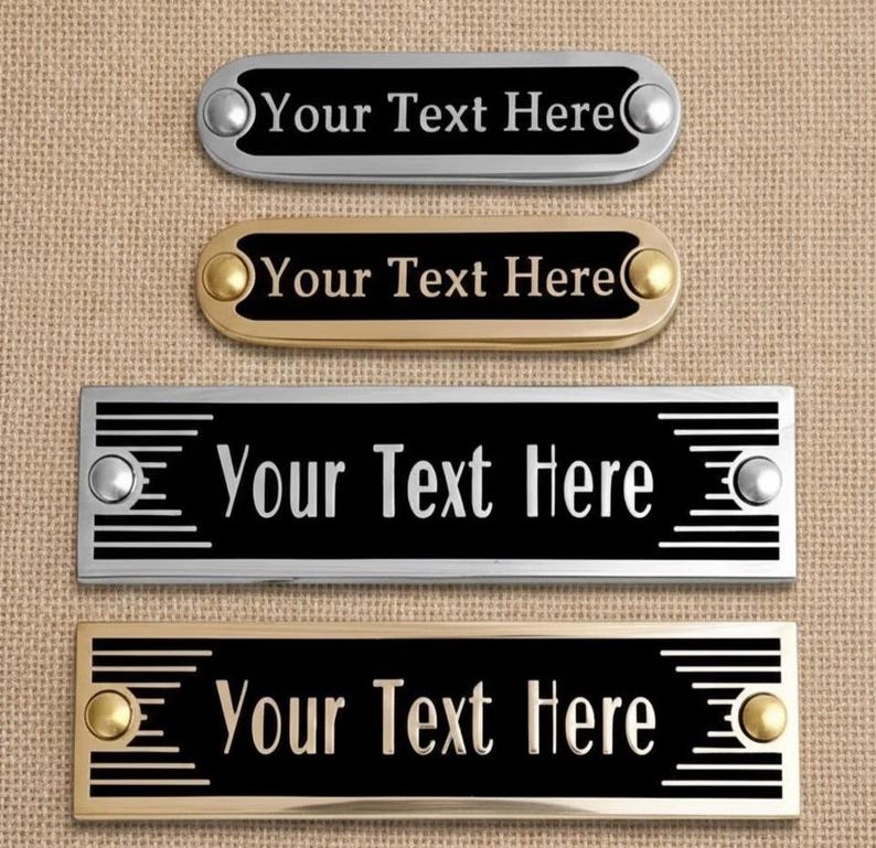Custom Engraved Brass Name Plate | Silver or Brass Finish - Etsy