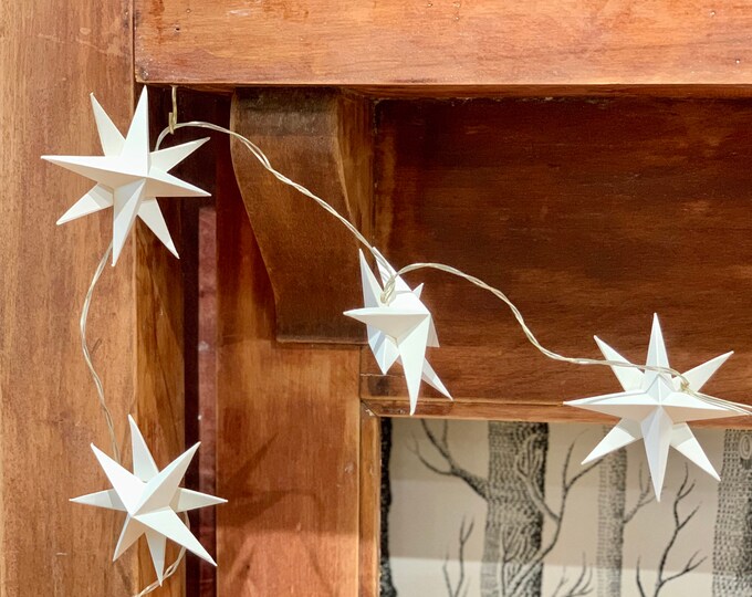Lighted Star Garland LED Star Garland Lit Star Garland White Paper Star ...