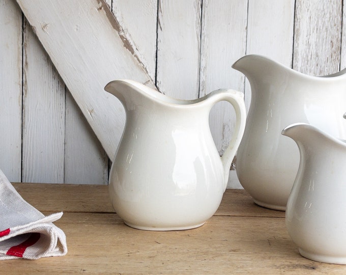 Anfora Ironstone Pitcher Antique White Modern Farmhouse Display Flowers ...