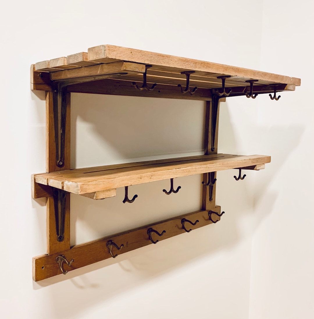 Wall Hung Hook Rack Kindergarten Coat Rack Antique Schoolhouse Entryway ...