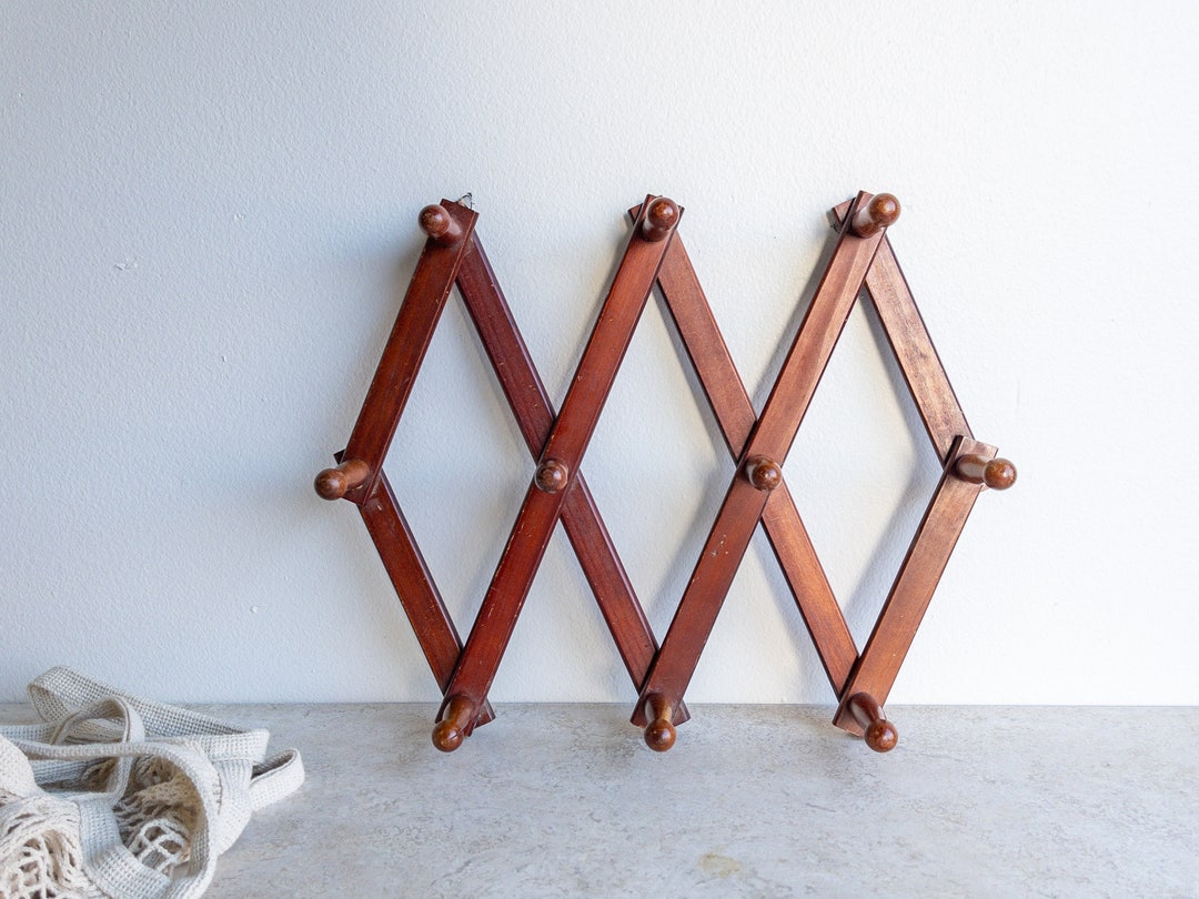 Accordion Wood Peg Rack Hook Rack Folding Coat Rack Folding Jewelry ...
