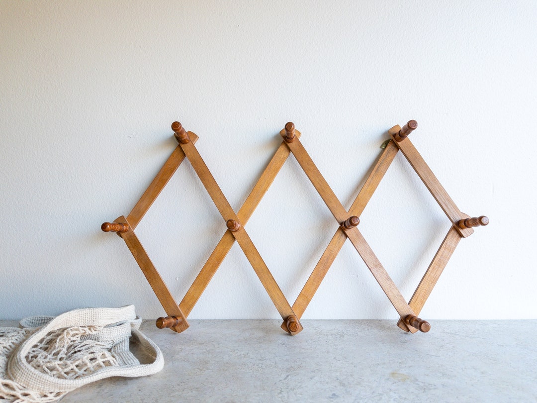 Accordion Wood Peg Rack Hook Rack Folding Coat Rack Folding Jewelry ...
