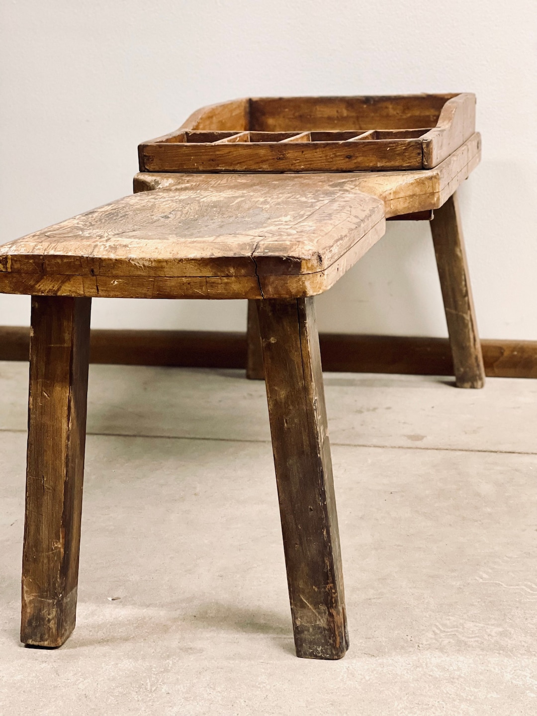 Antique Wood Cobblers Bench Rustic Bench Display Short Table Riser ...