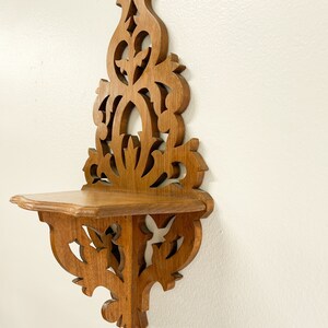 Small Wall Hung Wood Shelf Ornate Curvy Scroll Handmade Dark Wood ...