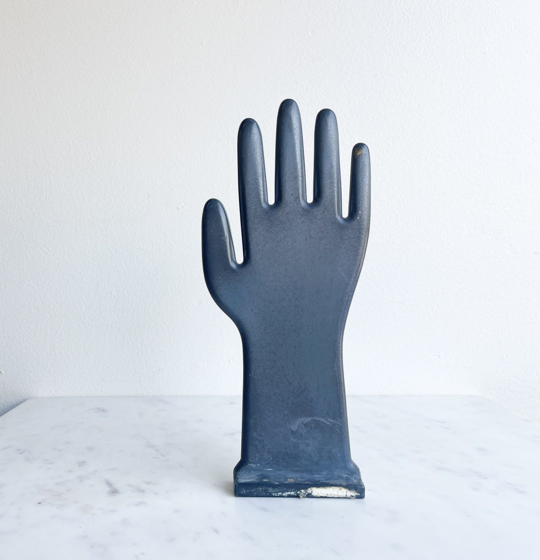 Industrial French Antique Flat Glove Mold Black Ceramic Hand Bookshelf ...