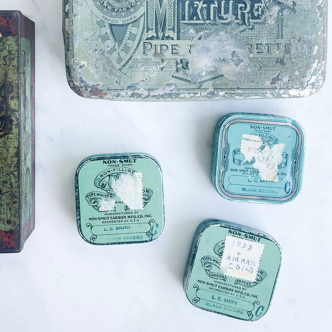 Small Antique Tins Set of 3 Typewriter Ribbon Square Tins Metal Tin ...