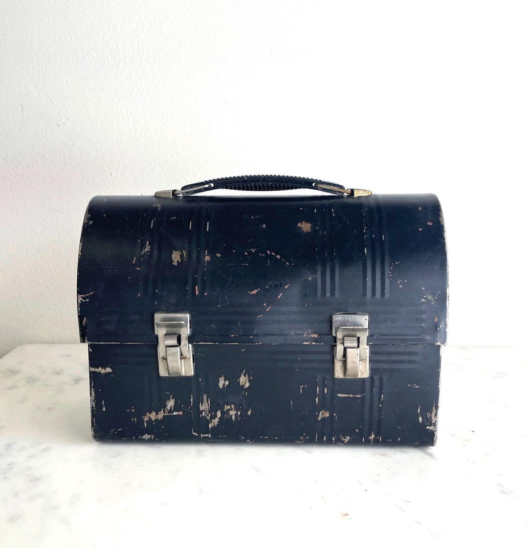 Vintage Black Metal Lunch Box Aladdin Antique Workman Lunchbox Retro ...