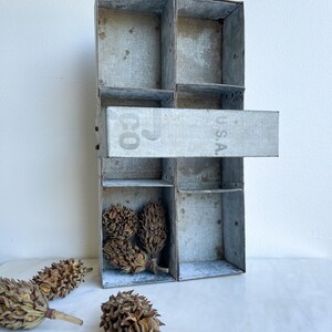 Large Divided Metal Tool Tray With Handle Galvanized Tote Artist Supply ...