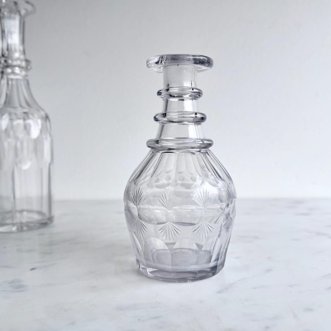 Antique Decanter 1800s Three Ring Neck Victorian Crystal Small Decanter ...
