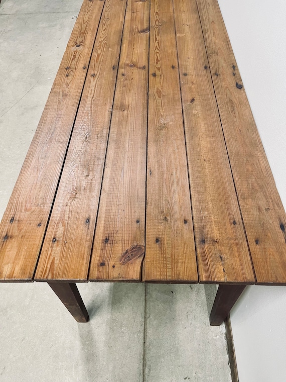 6 Folding Vintage Harvest Table Farm Table Planked Wood Hinges Modern Farmhouse Dining Table Anique Rustic Primitive French Farmhouse Etsy