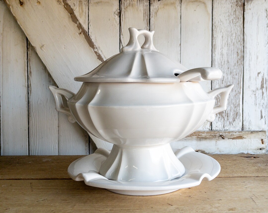 Ironstone Tureen Haeger Large Soup Serving Bowl With Ladle Serveware ...