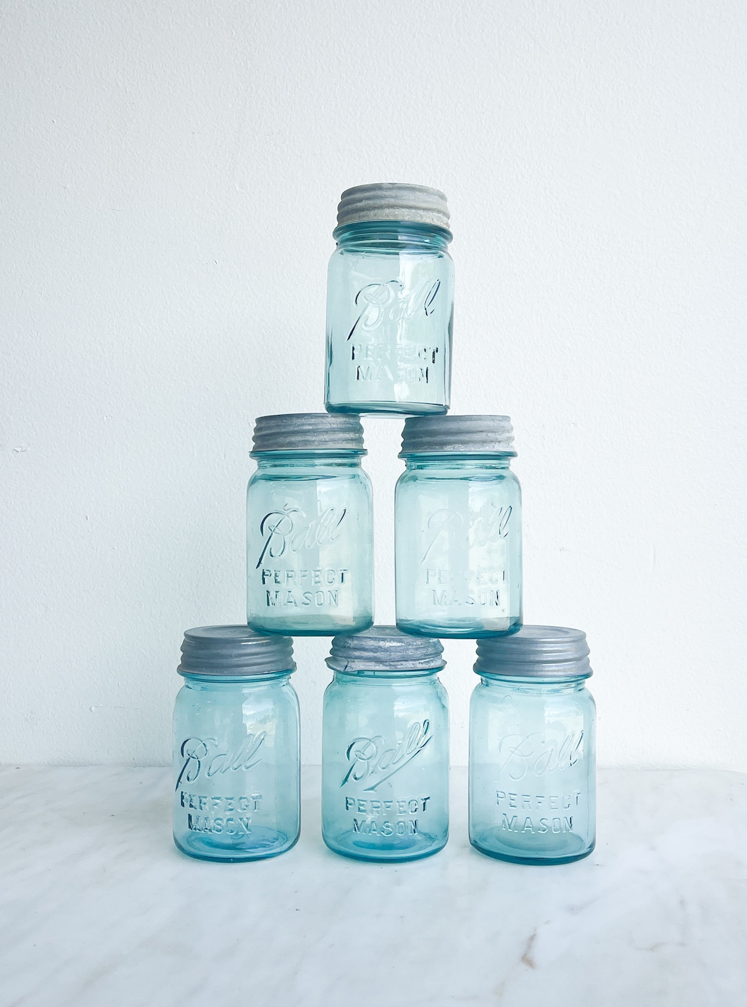 Pint Blue Ball Jar Blue Clear Canning Jar Regular Mouth With Zinc Lid ...