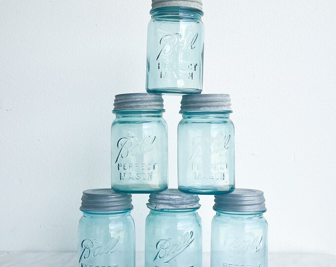 Pint Blue Ball Jar Blue Clear Canning Jar Regular Mouth With Zinc Lid ...