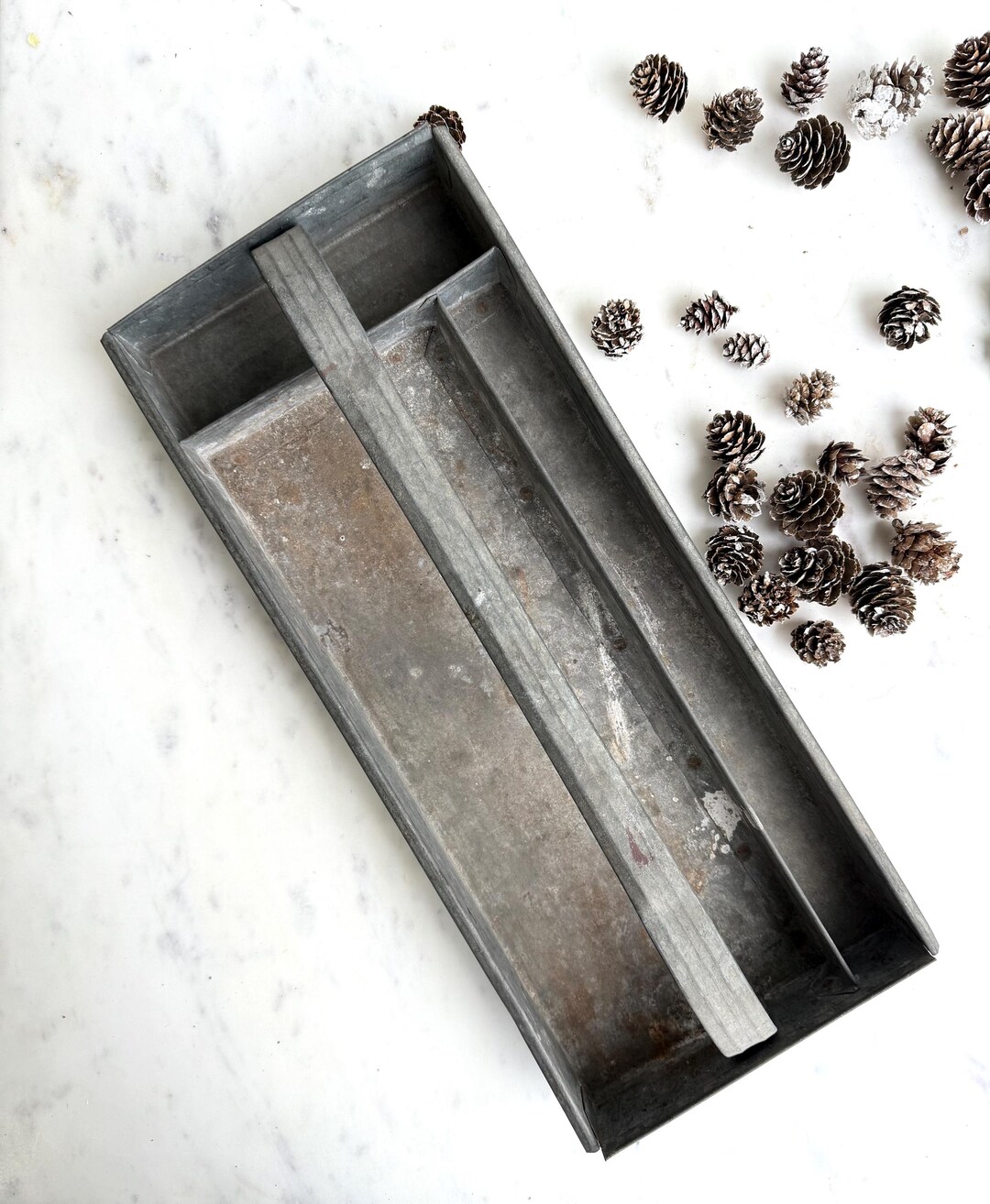Vintage Metal Tool Tray Galvanized Garden Tool Tray Caddy Open Tool Box ...