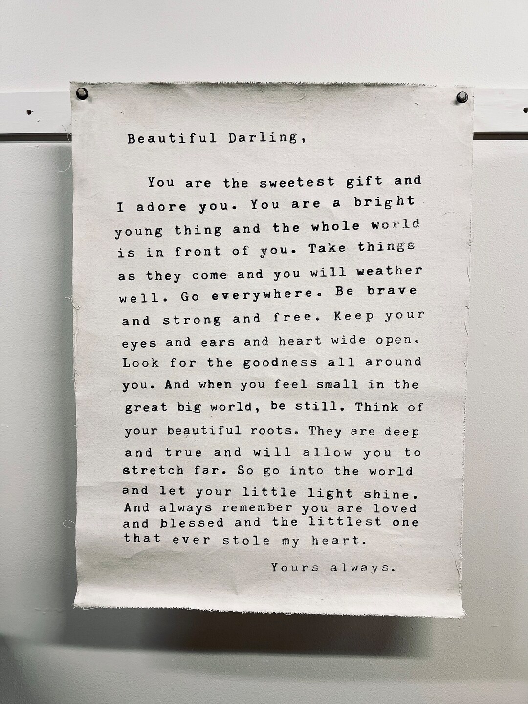 Canvas Wall Tarp | Beautiful Darling | Inspirational Wall Hanging ...