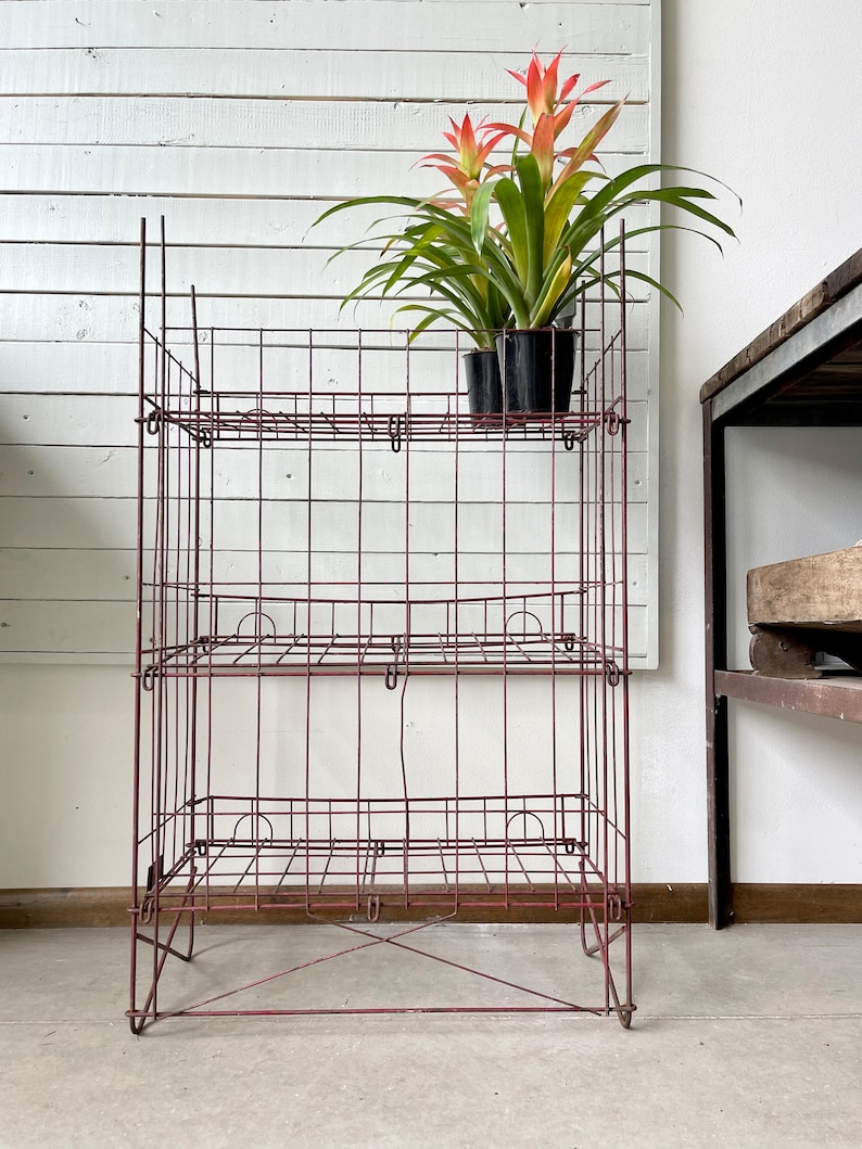 Red Metal Wire Rack Shelves Folding Display - Etsy
