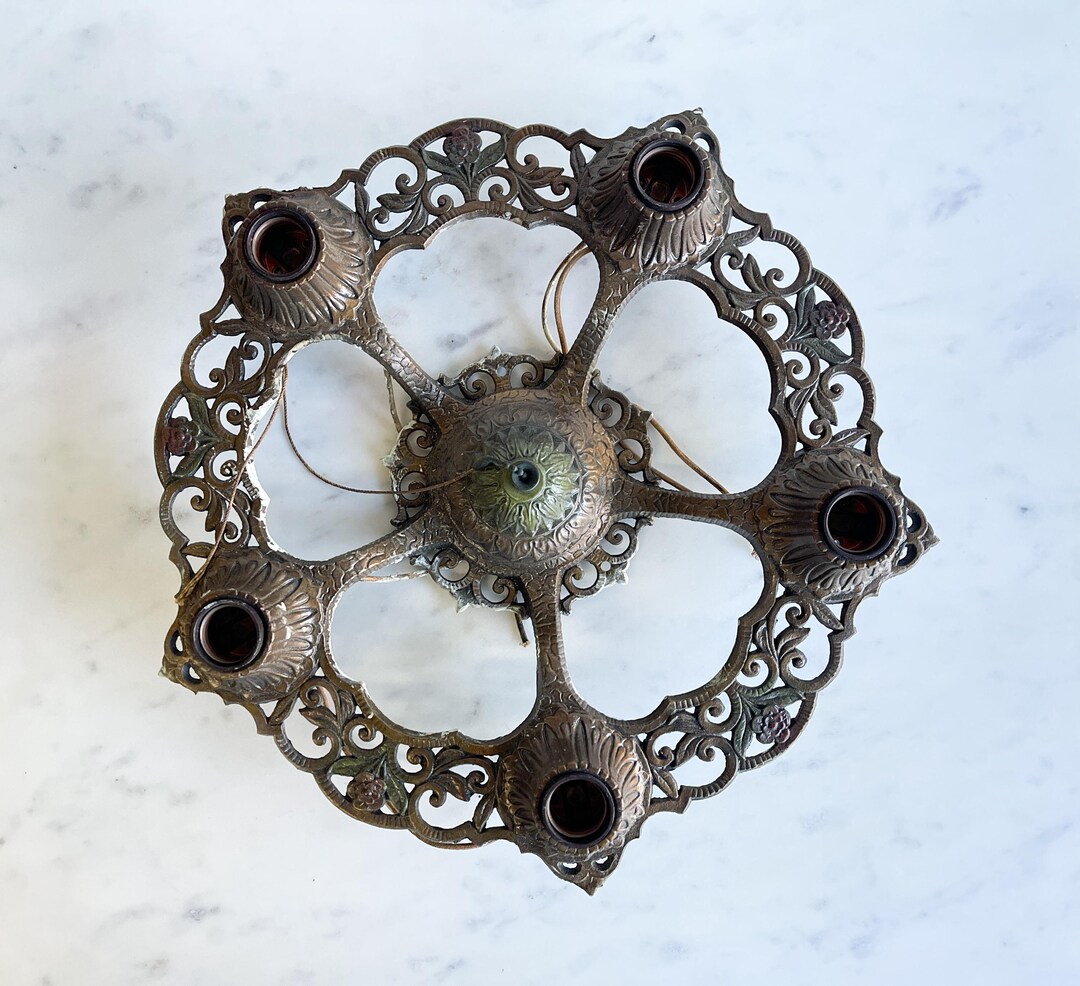 Vintage Virden Ceiling Light Fixture 1930s Art Nouveau Art Deco 5 Bulb ...
