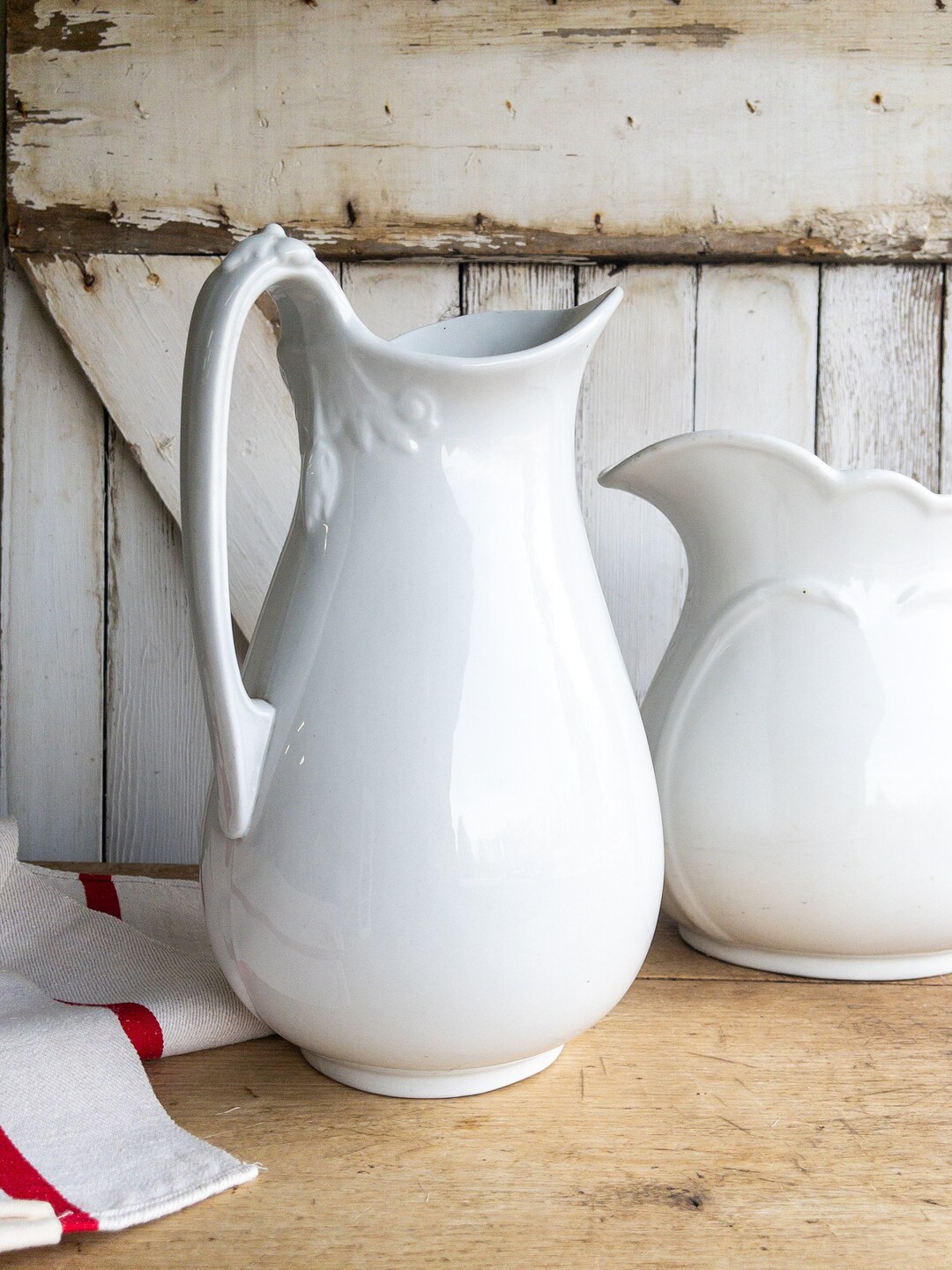 Large White Vase Royal Stone China Wedgwood and Co White Pitcher ...