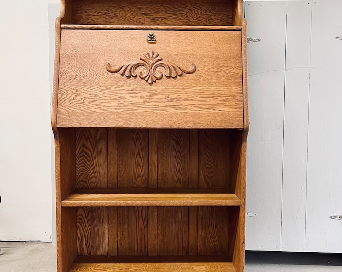 Larkin Style Secretary Desk Bookshelf Cabinet Narrow Entryway Piece ...