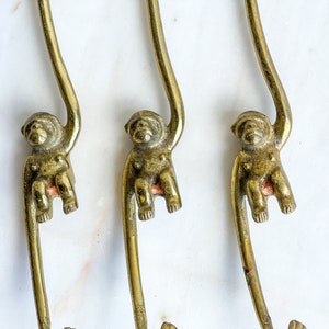 Brass Monkey Vintage Hanging Hooks Set of 3 Walter Bosse Plant Hook Jewelry Hook Long Monkey ...