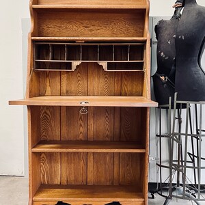 Larkin Style Secretary Desk Bookshelf Cabinet Narrow Entryway Piece ...