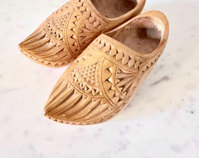 Vintage Hand Carved Wooden Clogs Dutch Swedish Intricate Wood Shoes ...