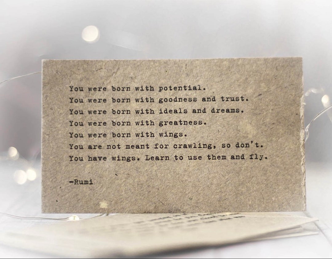 Inspiration Cards Set of 10 Poetry Quote Cards Gift Enclosure Kraft ...