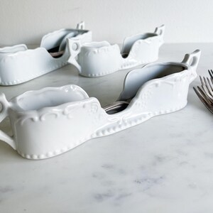 Vintage Buffet Silverware Servers Caddies Utensils White Porcelain ...