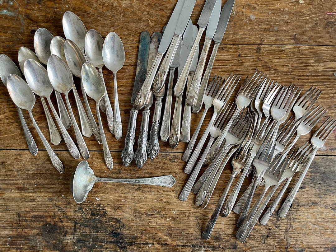 Antique Silverware Lot Sterling Silver Victor S Co Oneida WMA Rogers ...