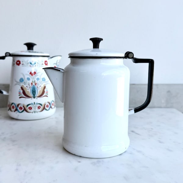 White Enamel Pitcher - Etsy