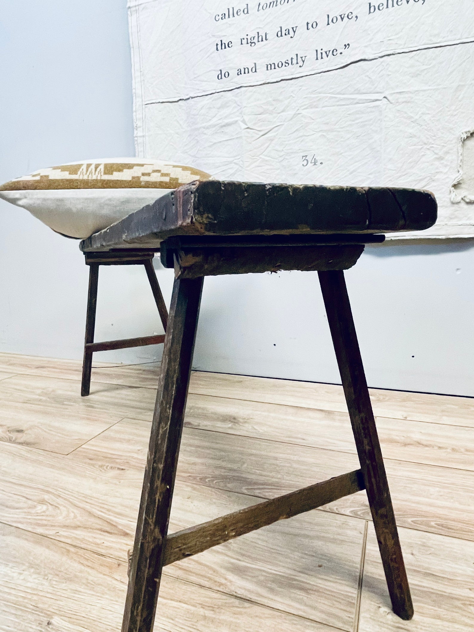 Small Rustic Wood Bench Antique Wood Bench Mortise and Tenon - Etsy