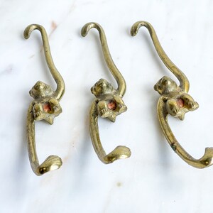 Brass Monkey Vintage Hanging Hooks Set of 3 Walter Bosse Plant Hook Jewelry Hook Long Monkey ...