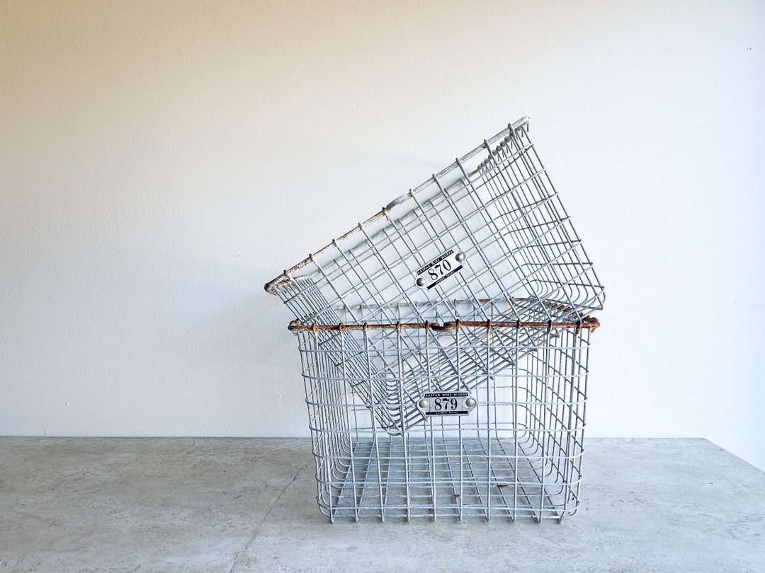 Vintage Metal Locker Basket Single Square Locker Basket Numbered ...