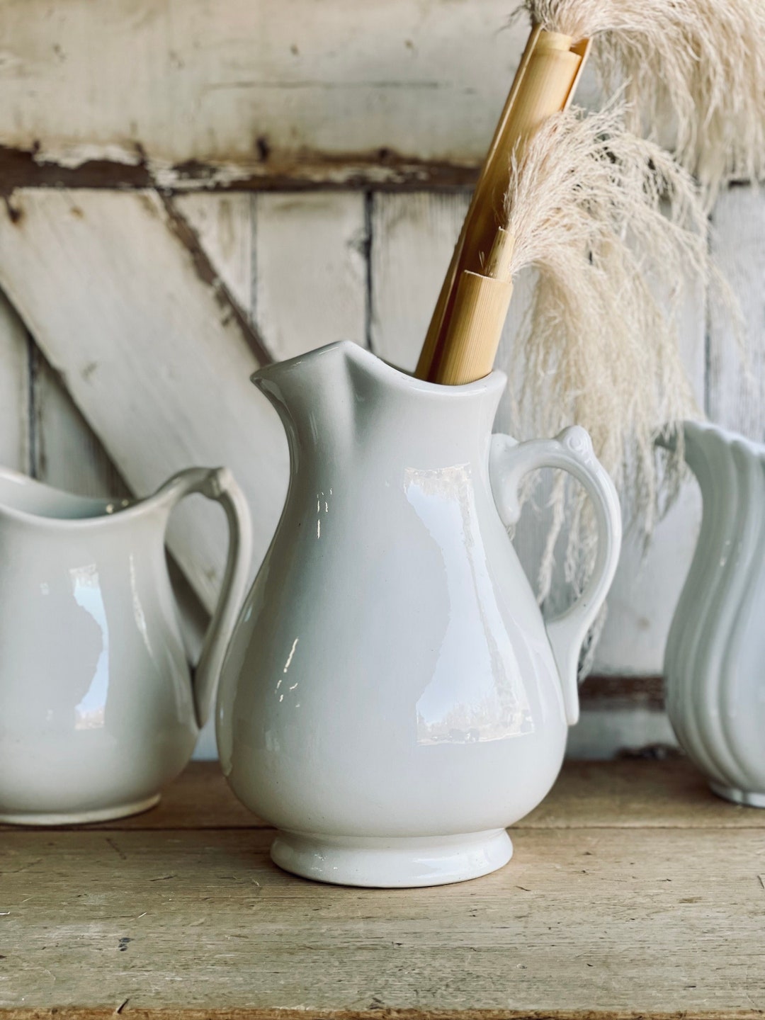 Extra Large White Pitcher Iron Stone Pitcher White Pitcher Ironstone ...