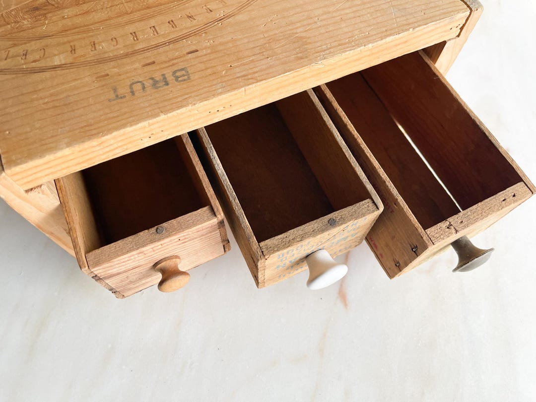 Small Wood Drawers Vintage Cheese Box Drawers Kitchen Storage ...