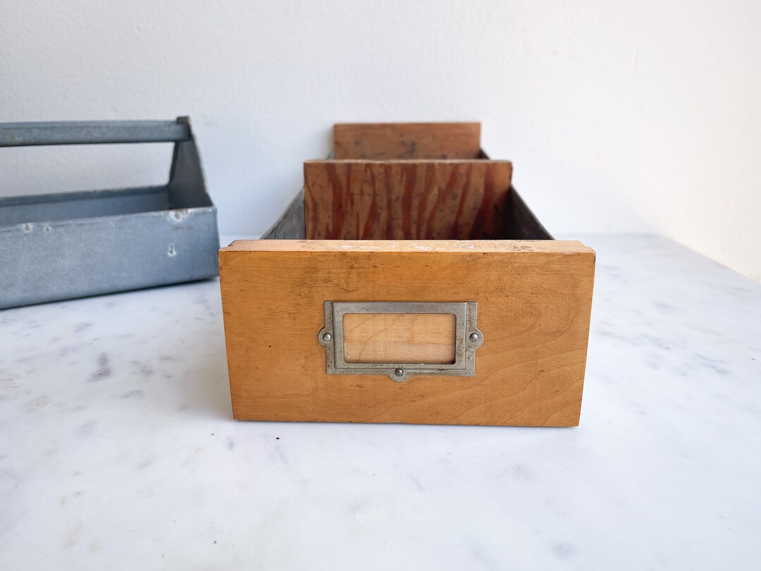 Vintage Drawer Metal and Wood General Store Long File Drawer Open ...