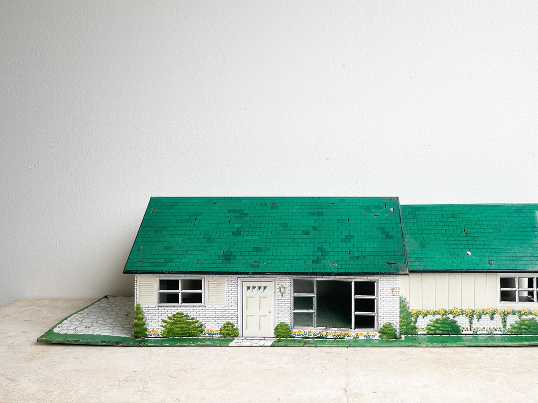 Vintage Mid-century Marx Litho Dollhouse Ranch Style Made in USA Doll ...