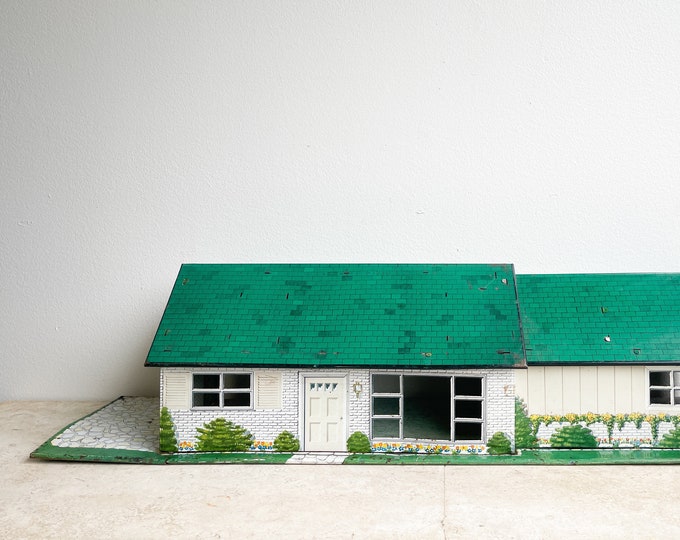 Vintage Mid-century Marx Litho Dollhouse Ranch Style Made in USA Doll ...