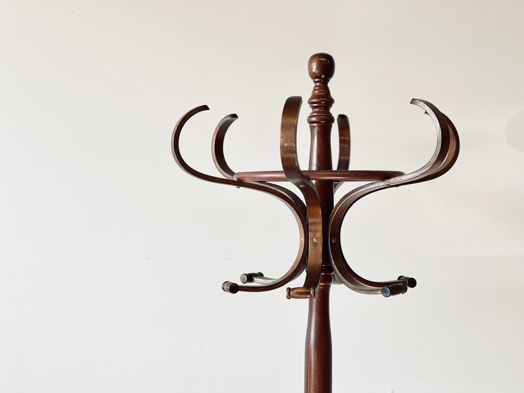 Vintage Thonet Style Bentwood Standing Coat Rack Painted Dark Brown ...