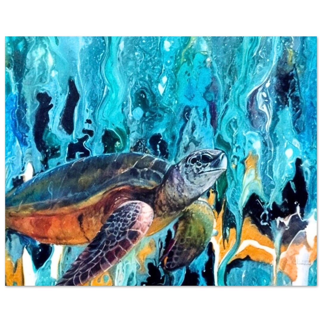 Turtle Print - Whispers of the Wild - Ripples of Resilience: Abstract ...