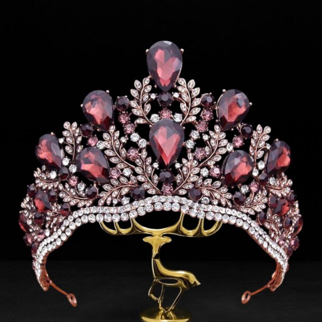Baroque Crystal Pageant Crown: Royal Wedding Tiara, AB Rhinestones - Etsy