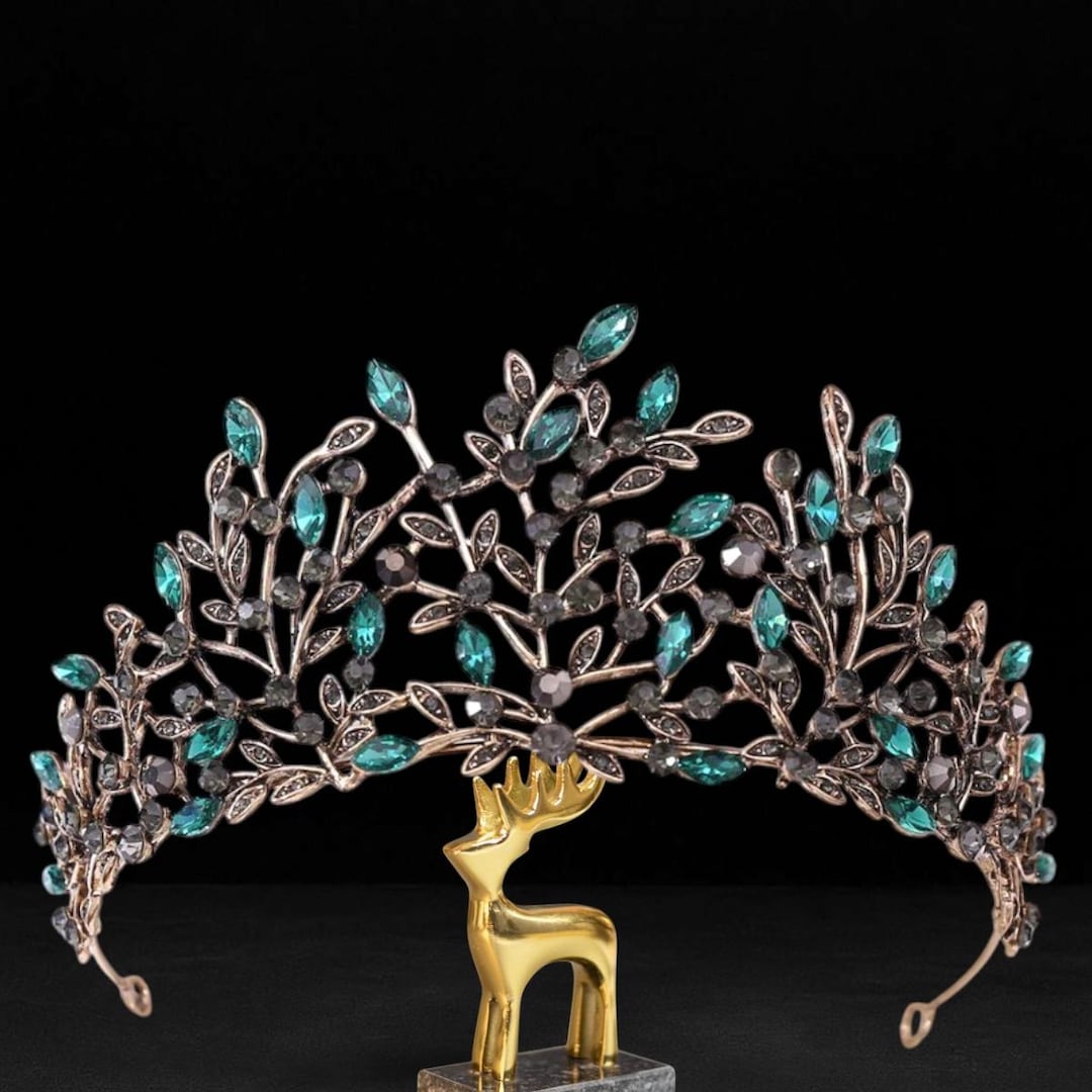 Black Vine Crystal Tiara: Vintage Bronze Leaf Crown - Nobel Tiaras - Etsy